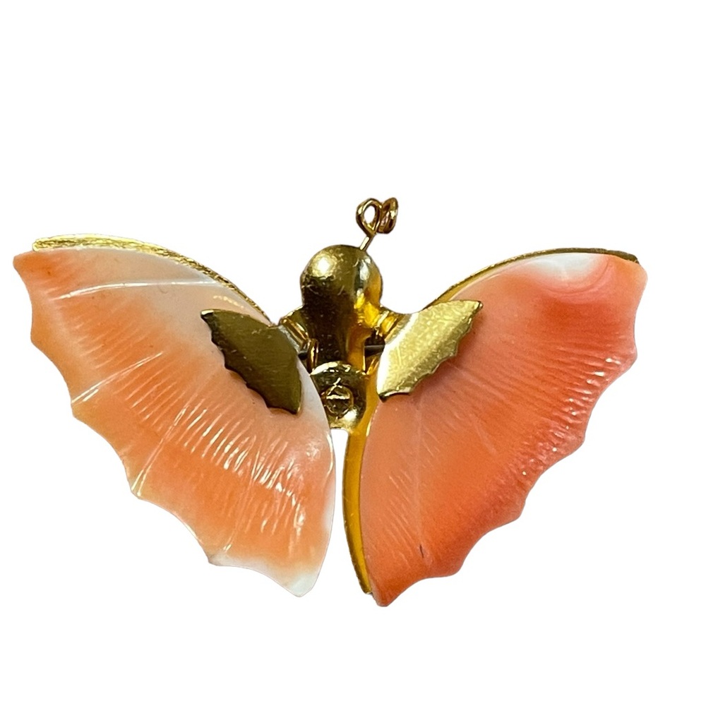 1960 Pink Conch Shell Vintage Butterfly Pin - Gem